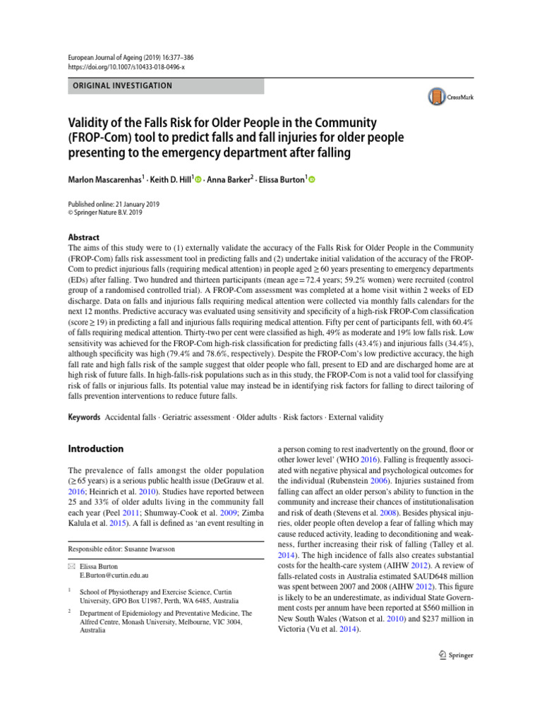 Mascarenhas Et Al. (2019) FROP-Com | PDF | Receiver Operating ...