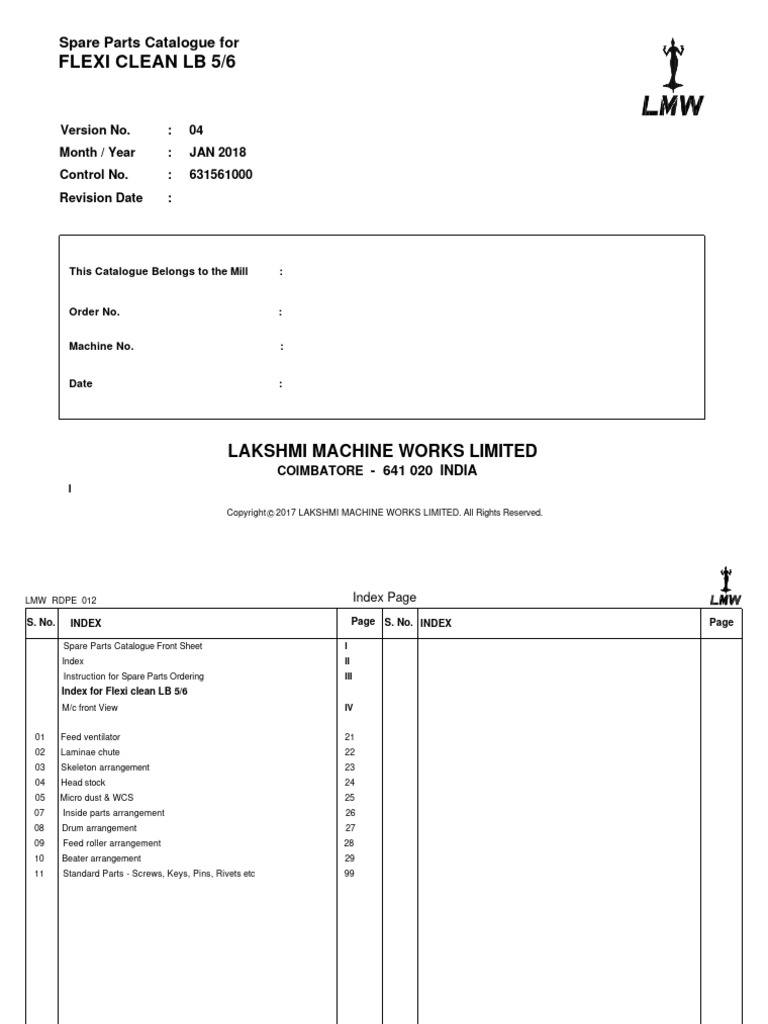 Blowroom Catlog | PDF | Belt (Mechanical) | Manufactured Goods