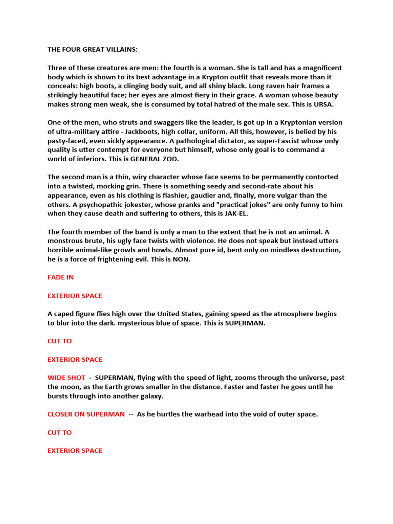 Superman II (Script Treatment - 1976) | PDF | Superman