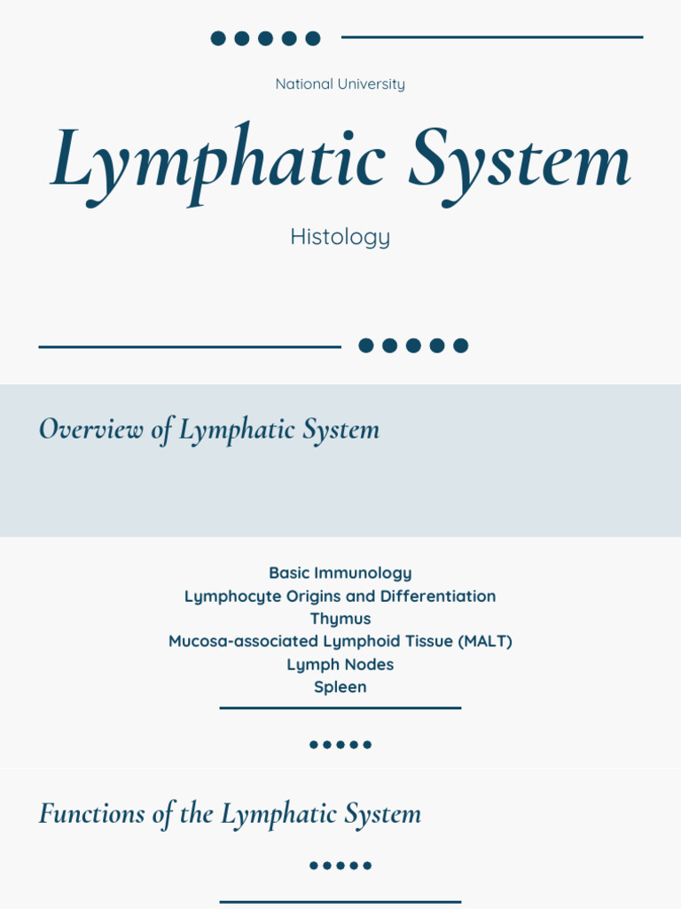 Histology Lecture 5 - Lymphatic System | PDF | Lymph Node | Immune System