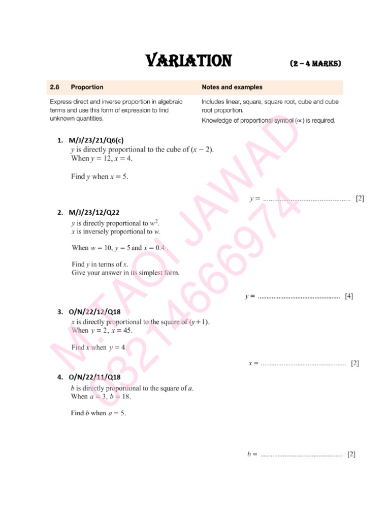 Math Variations and Solutions List | PDF