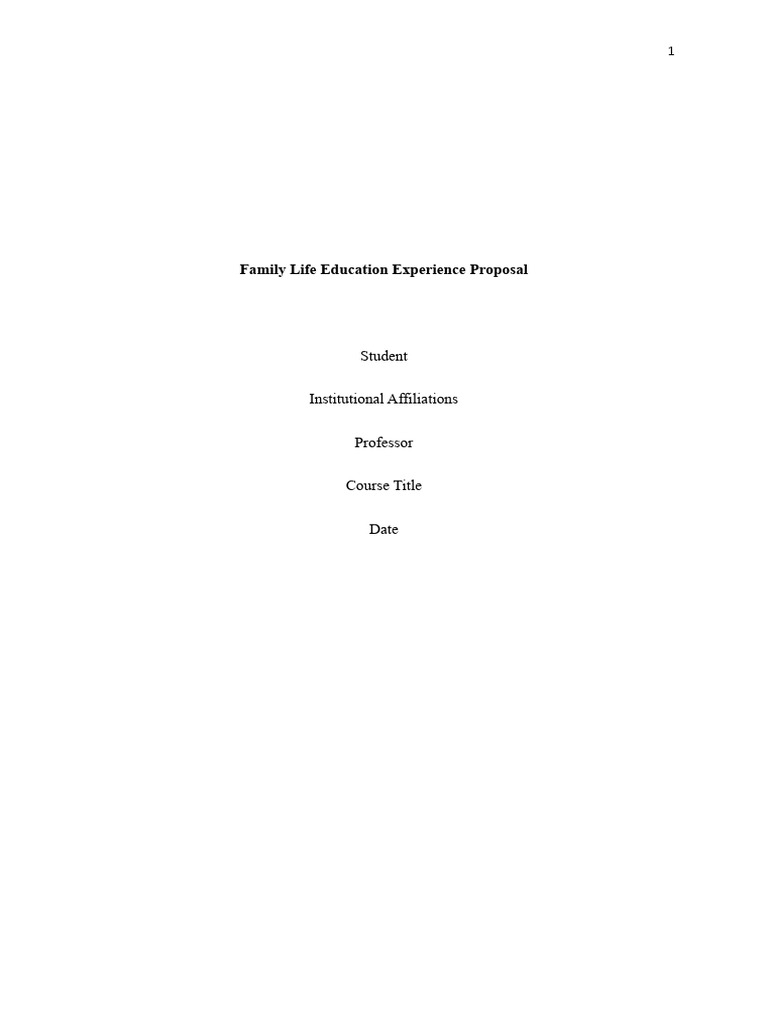 Family Life Education Experience Proposal - Edited | PDF ...