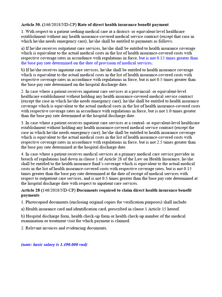 Health Insurance Benefit Payment Rates | PDF | Patient | Health Care