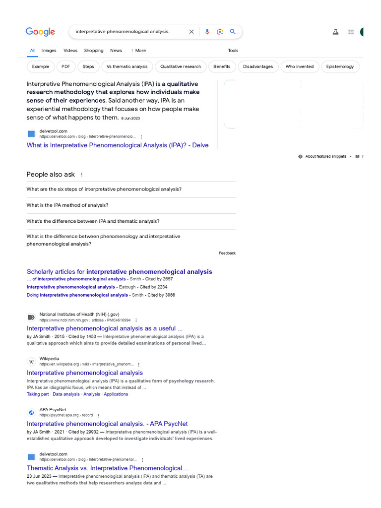 Interpretative Phenomenological Analysis - Google Search | PDF ...