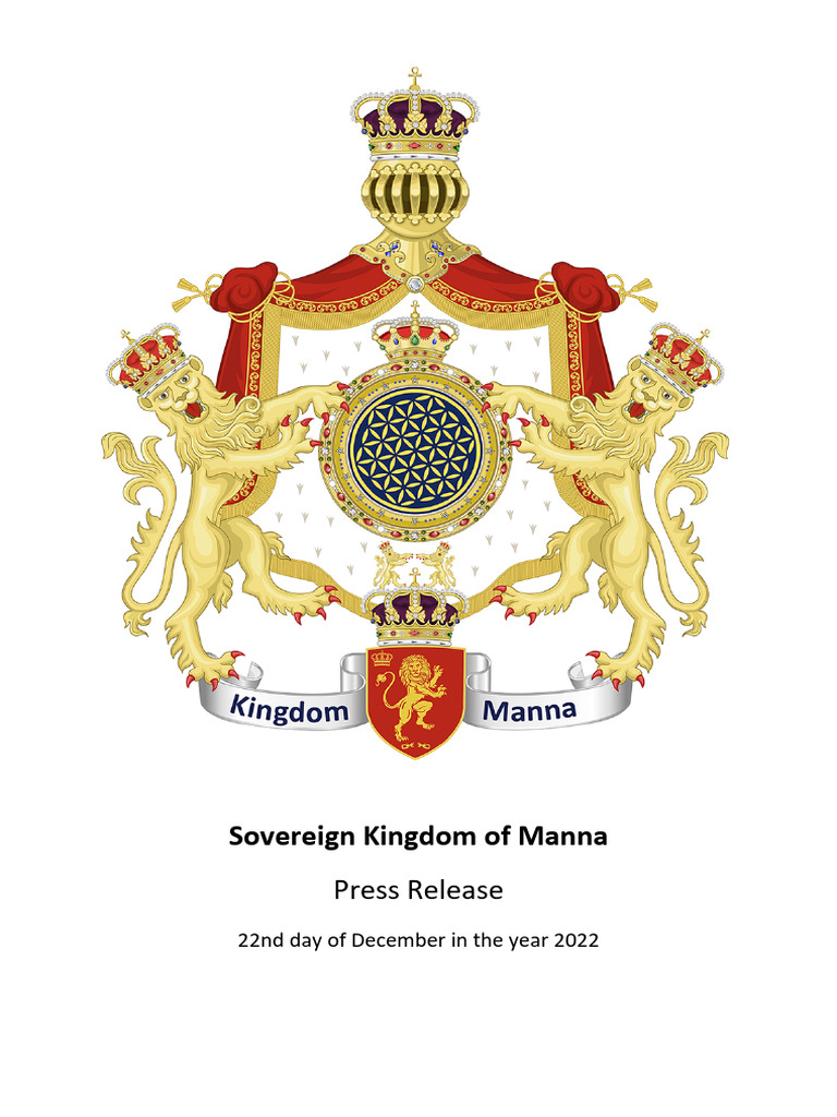 Press Release - Sovereign Kingdom of Manna - 221222 | PDF | Travel ...