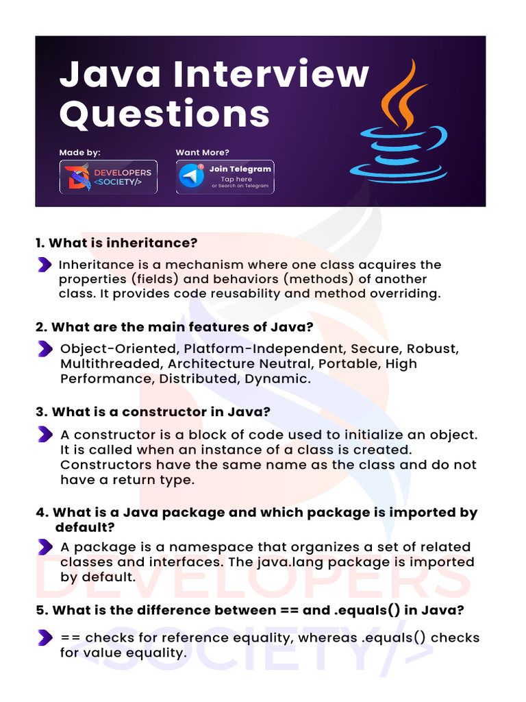 Java Interview Questions Pdf Method Computer Programming Class Computer Programming 6477