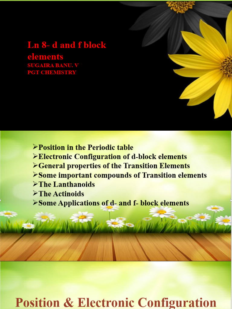 d and f Block Elements | Download Free PDF | Transition Metals | Electron Configuration