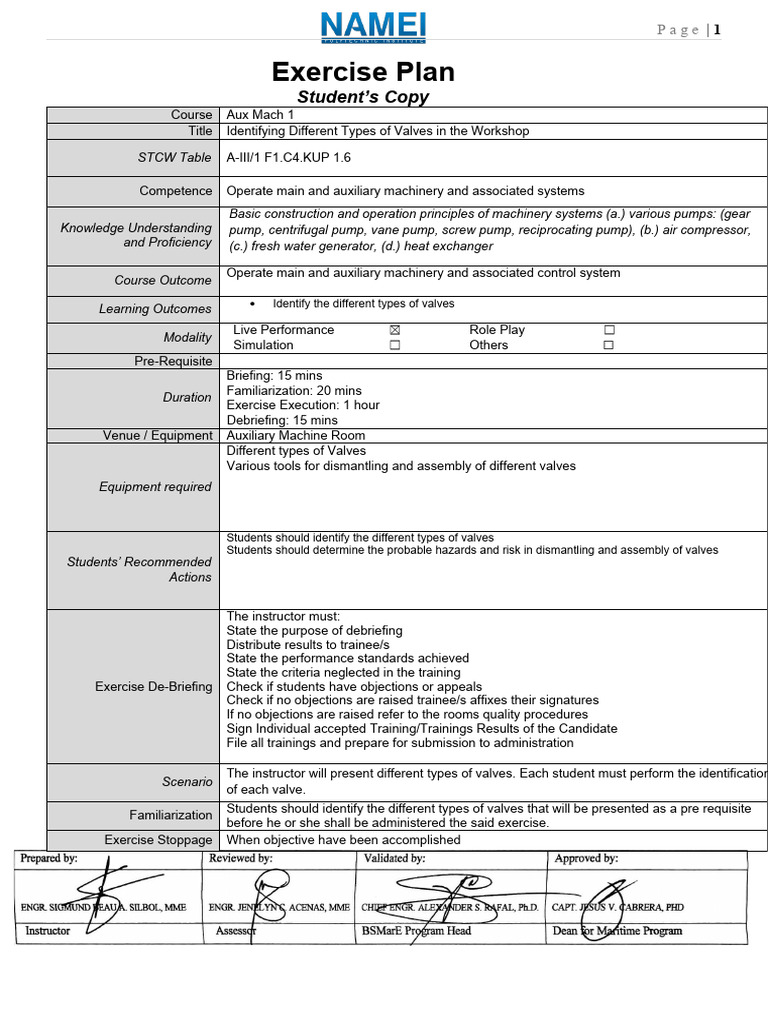 Valve Identification Exercise Plan | PDF | Pump | Valve