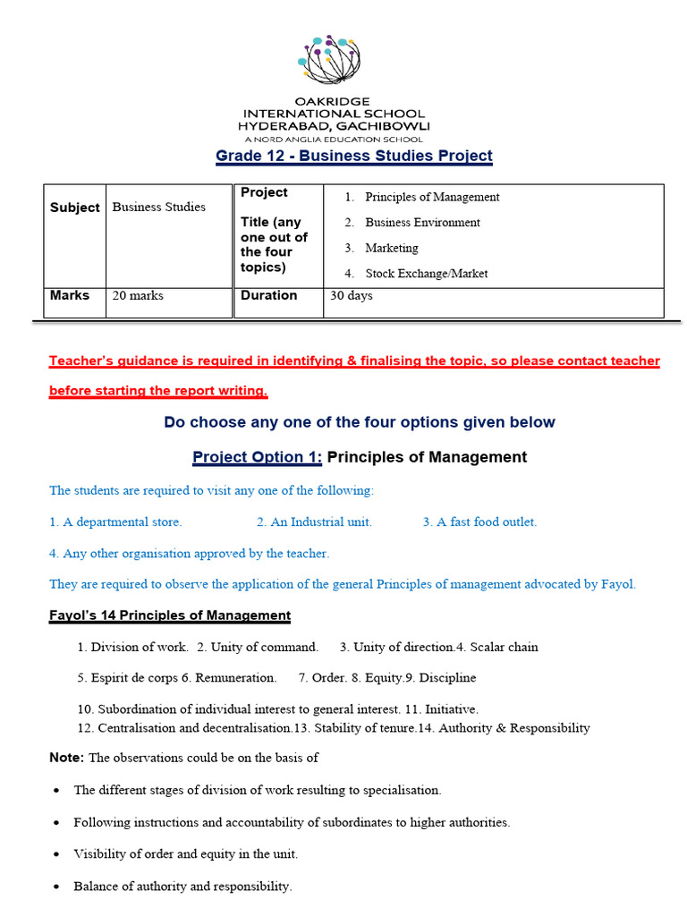 GR 12 BS Project Work Format and Guidelines 2024-25 | PDF | Stocks | Prices