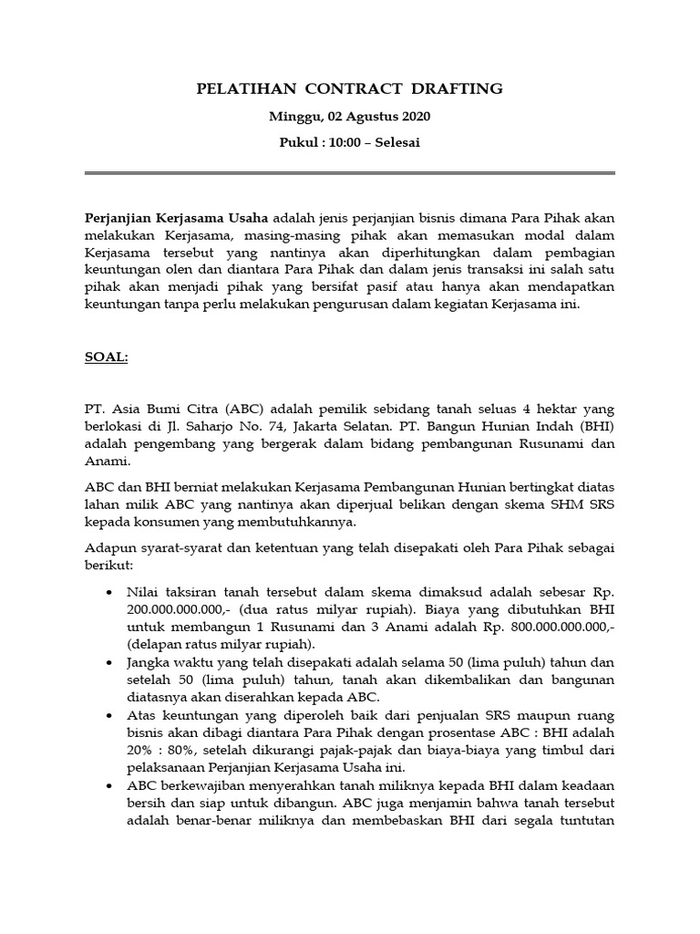 Pelatihan Contract Drafting | PDF | Pengelolaan Keuangan & Uang