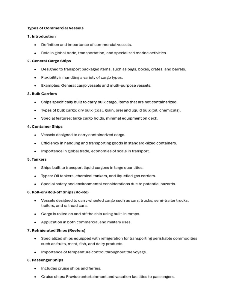 Types of Commercial Vessels Explained | PDF | Ships | Cargo