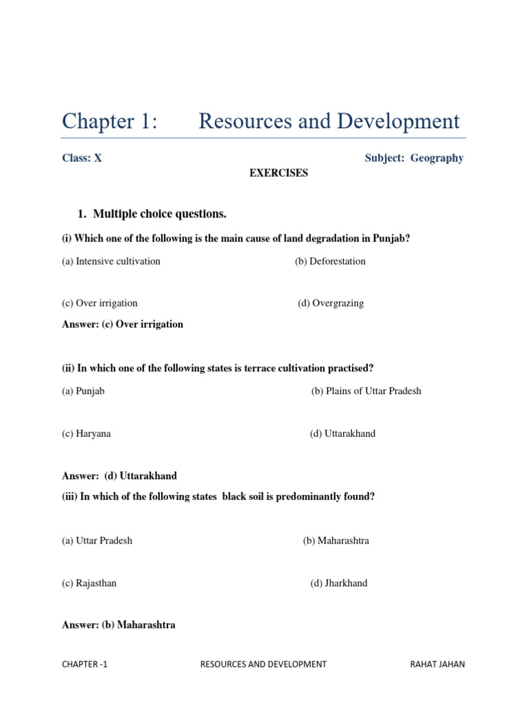 Afaque Is Uploded Here Chapter 1 Resources and Development Economics | PDF | Agriculture | Forests
