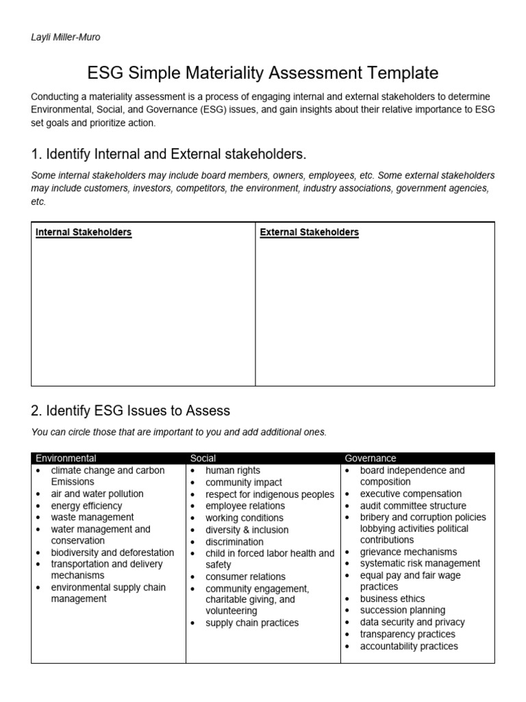 ESG-Materiality Assessment Template | PDF | Natural Environment | Economies