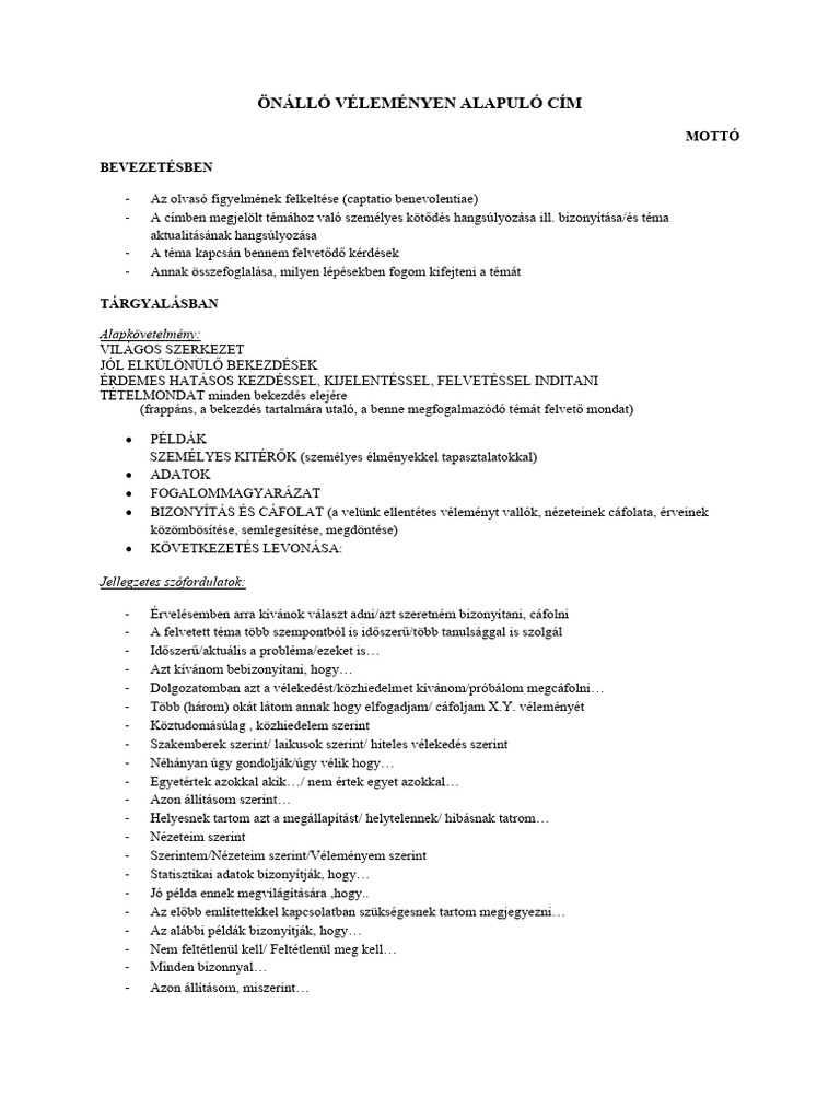 Érvelés Sablon | PDF