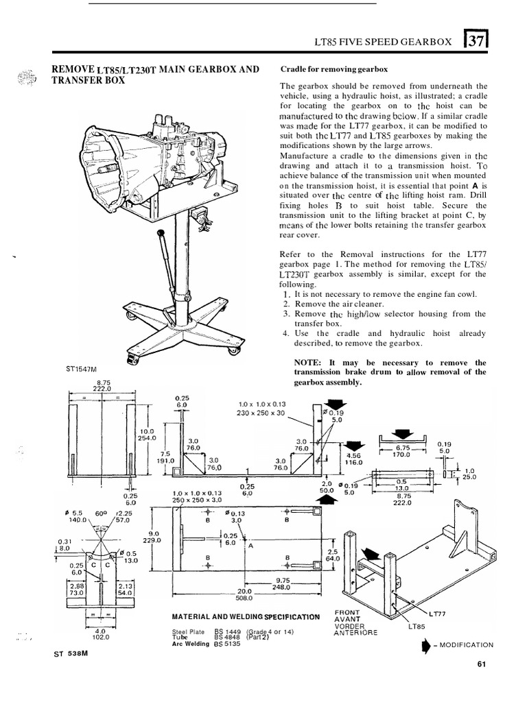 LT85 Five Speed Gearbox Removal Guide | PDF | Vehicle Technology | Vehicles