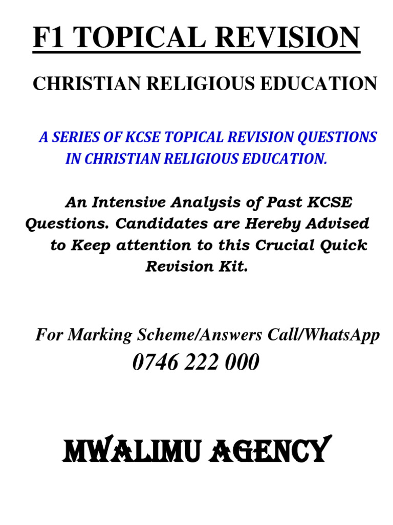 Kcse f1 Cre Topicals | PDF | The Exodus | Elijah