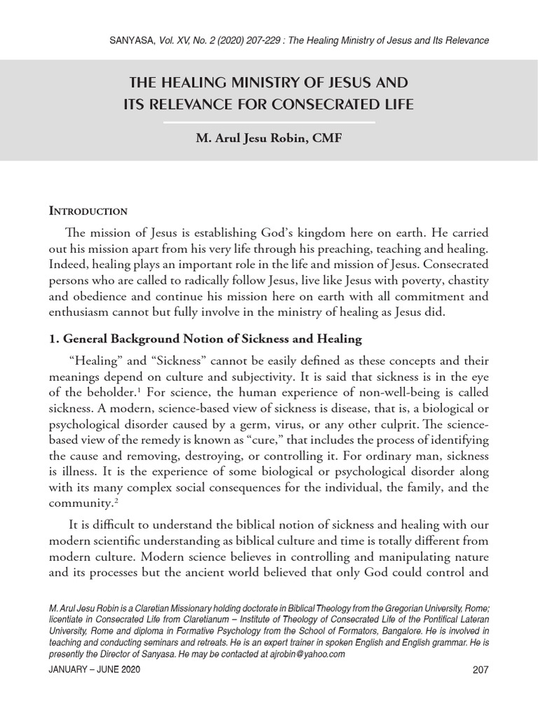 The Healing Ministry of Jesus and Its Re | PDF | Jesus | Faith Healing