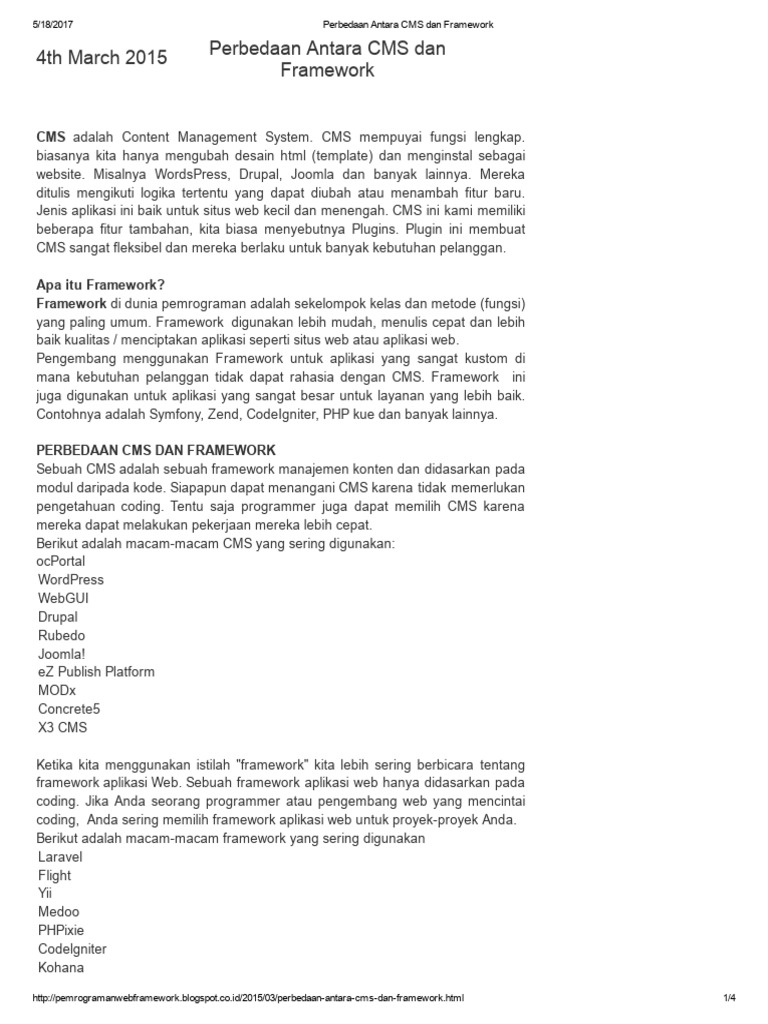 CMS vs Framework: Panduan Pemula | PDF | Komputer