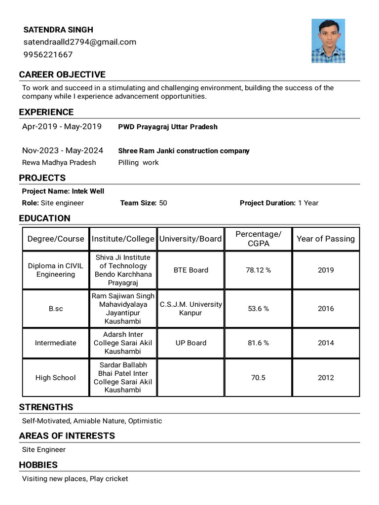 Civil Engineering Career Profile | PDF