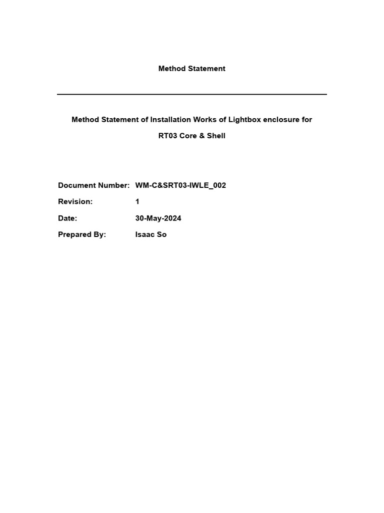 Lightbox Installation Method Statement | PDF | Personal Protective ...