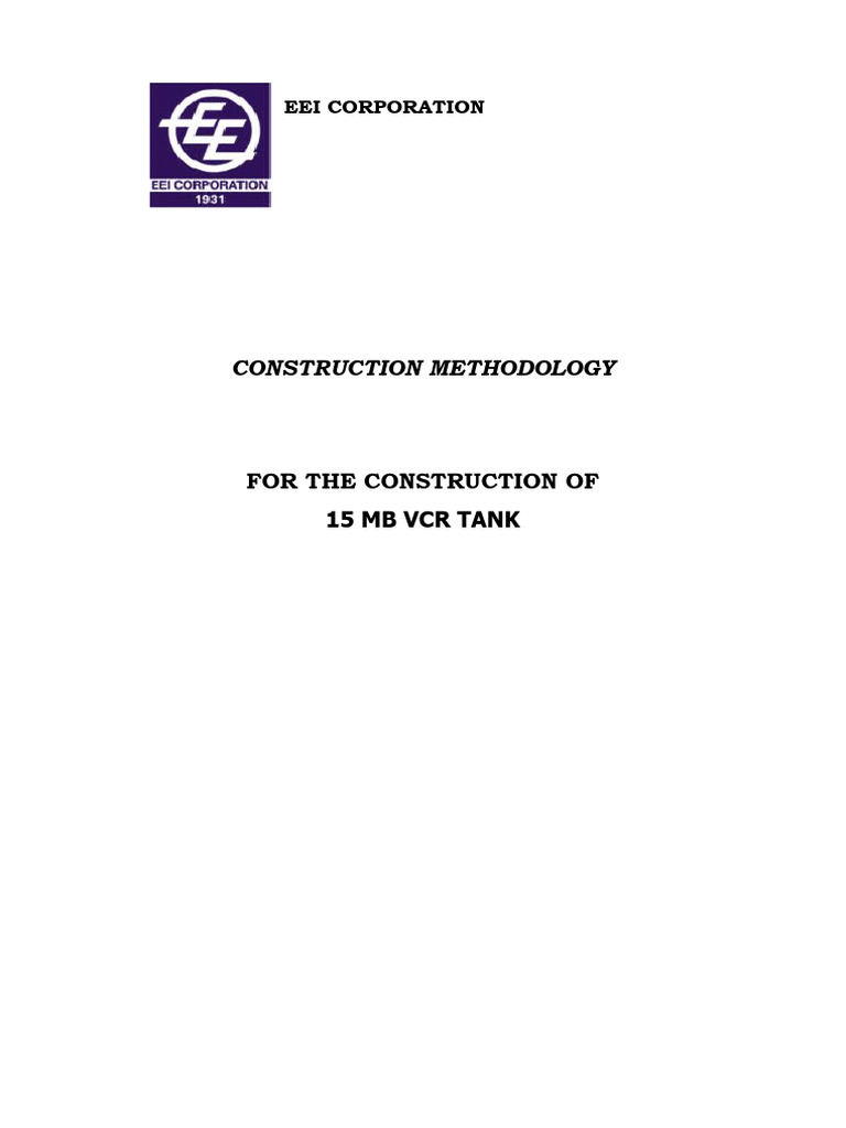 Construction Methodology - 15MB VCR Tank | PDF | Welding | Construction
