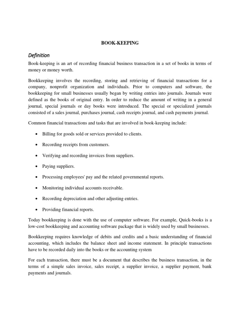 Book Keeping | PDF | Debits And Credits | Bookkeeping