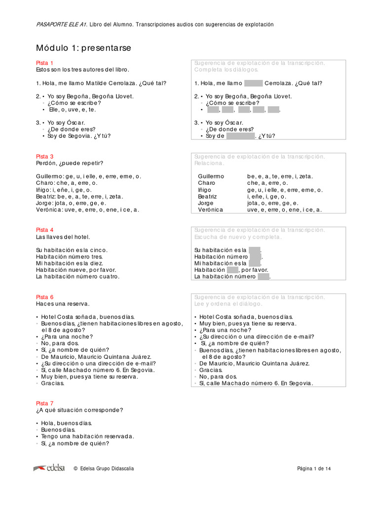 Pasaporte A1 Transcripciones | PDF | Cocina española | Cocina africana