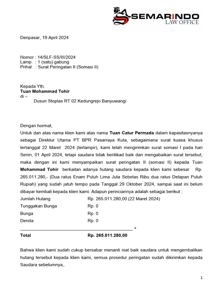 Somasi II Mohammad Tohir | PDF