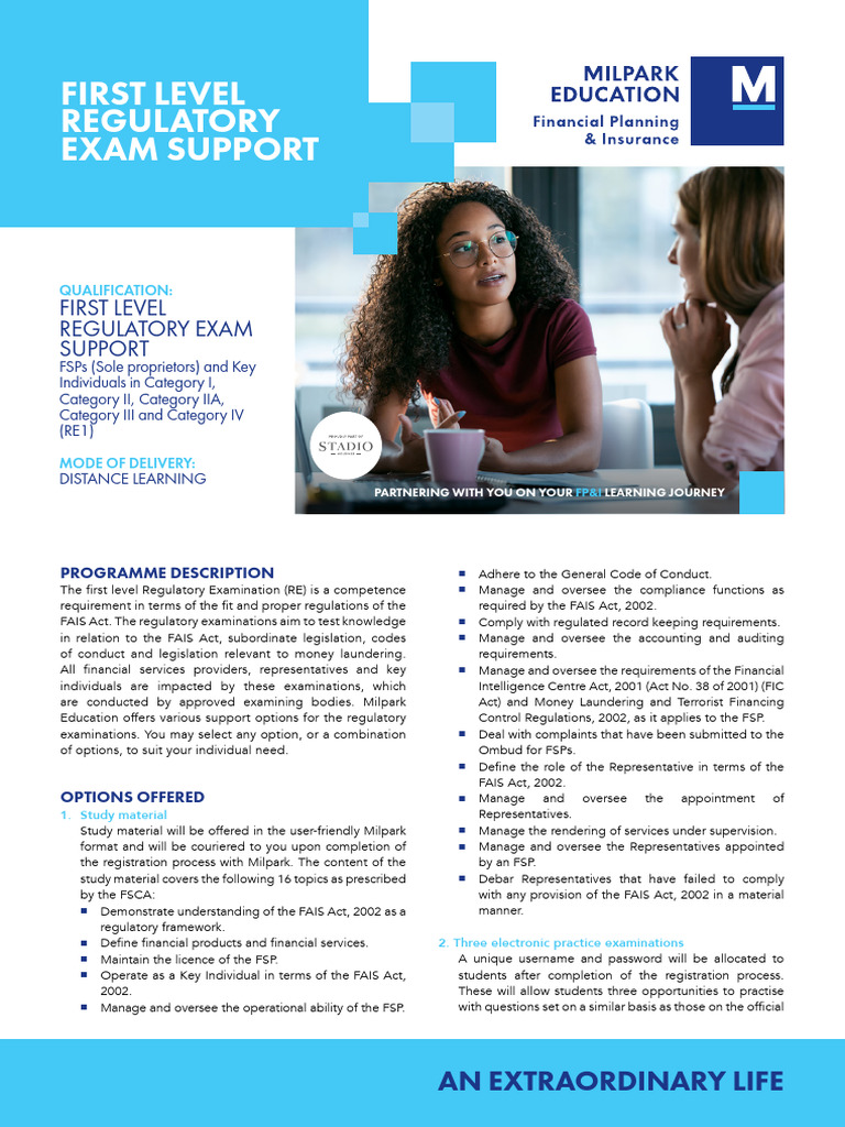 Re1 First Level Regulatory Exam Support Fsps Key Individuals Factsheet ...