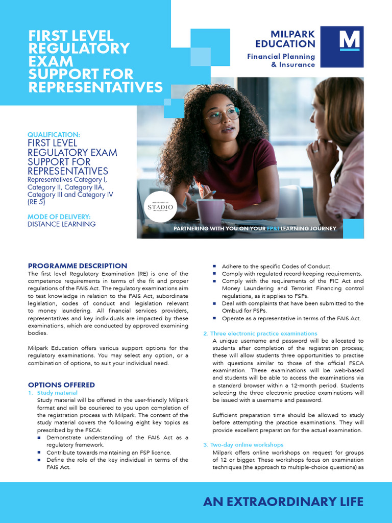 Re5 First Level Regulatory Exam Support Representatives Factsheet | PDF ...