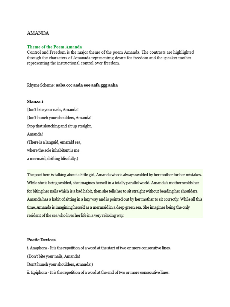 AMANDA | PDF | Poetry | Rapunzel
