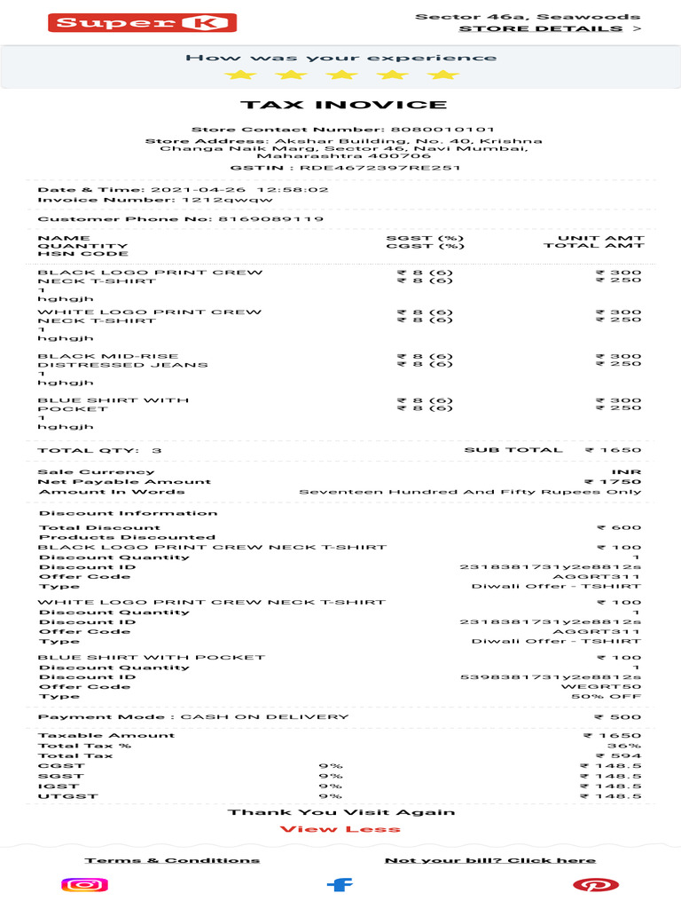 SuperK - Tax Invoice - New Discount Info | PDF | Invoice | Payments