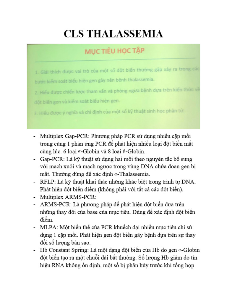 CLS THALASSEMIA | PDF