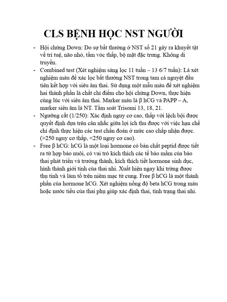 CLS BỆNH HỌC NST NGƯỜI | PDF