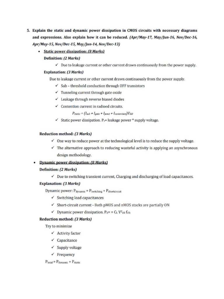 Static and Dynamic Power Dissipation | PDF