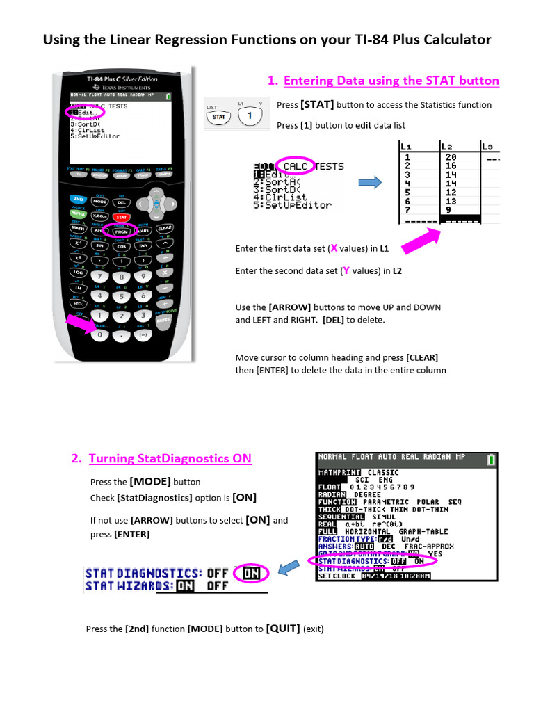 TI-84 Plus Linear Regression Guide | PDF | Regression Analysis | Linear ...