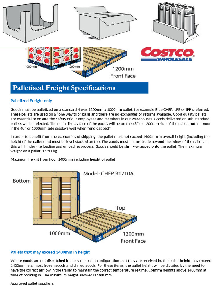 Especificaciones Palet Costco | PDF | Pallet | Packaging And Labeling