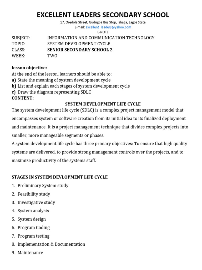 WEEK 2 - SYSTEM DEVELOPMENT CYCLE | PDF | Software Development Process | System