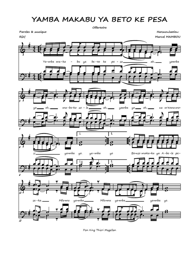 Yamba Makabu Ya Beto Ke Pesa - Harm. Marcel Mambou-1 | PDF