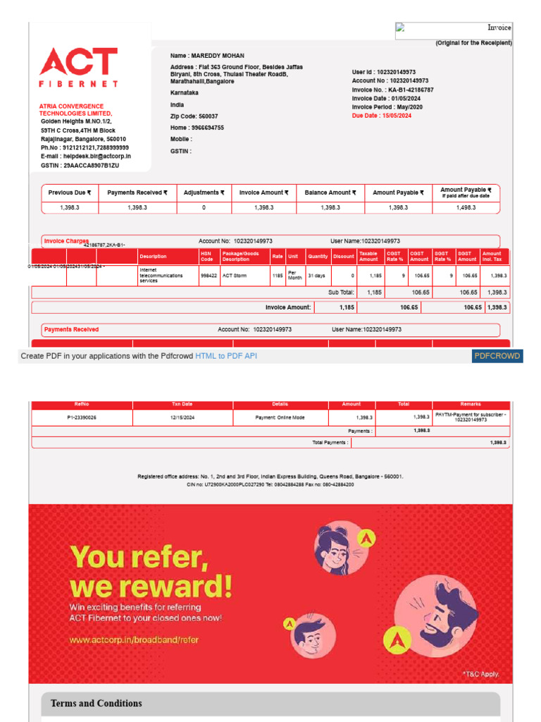 WIFI BILL | Download Free PDF | Cheque | Invoice