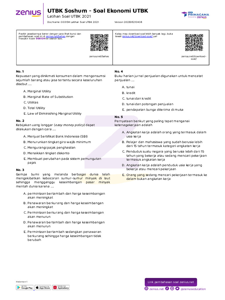 Latihan Soal UTBK 2021 | PDF | Bisnis