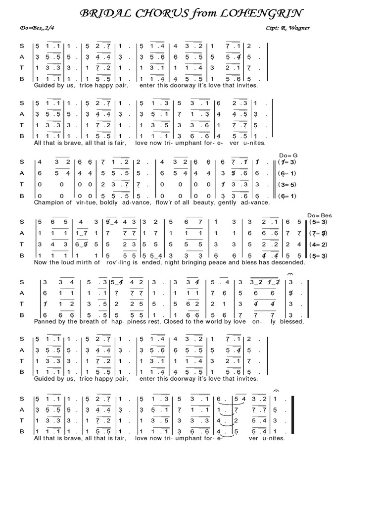 Bridal Chorus Sheet Music from Lohengrin | PDF | Compositions | Richard ...