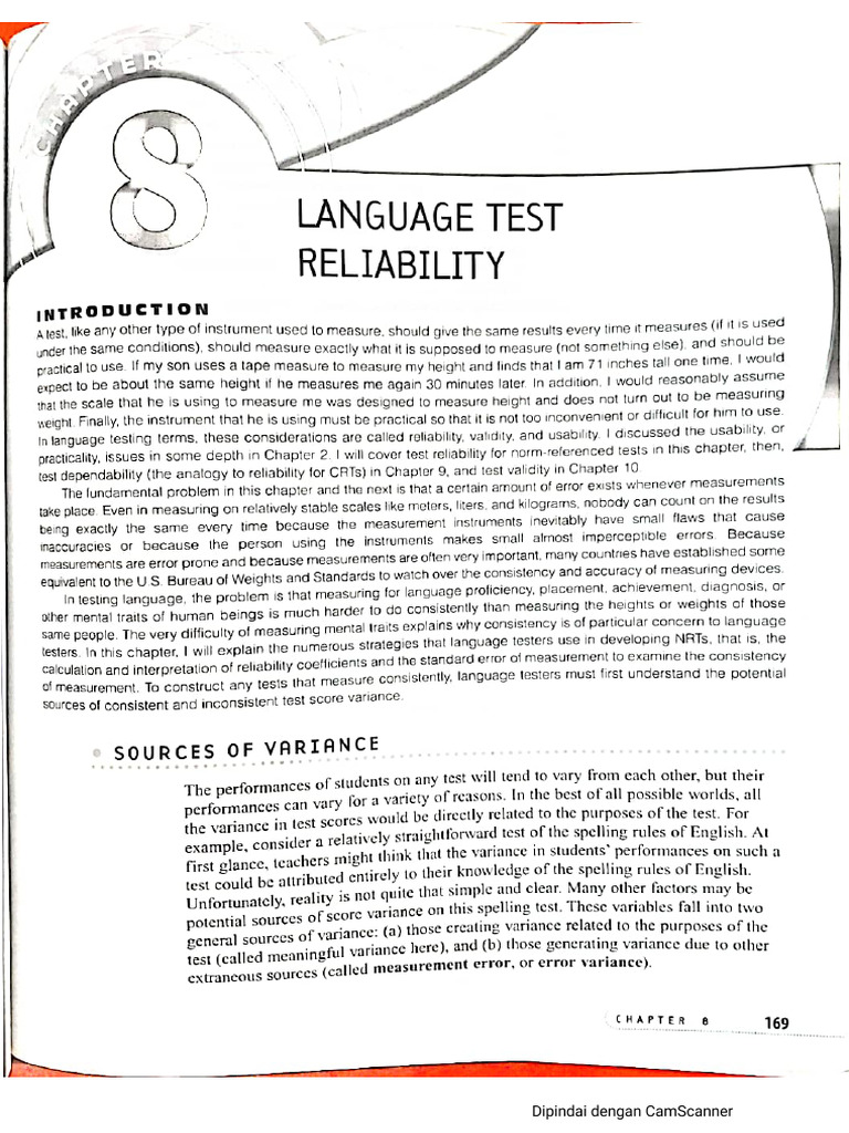LA - Language Test Reliability | PDF
