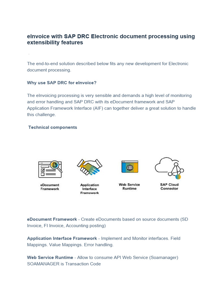 Einvoice With SAP DRC Electronic Document Processing Using Extensibility Features | PDF ...