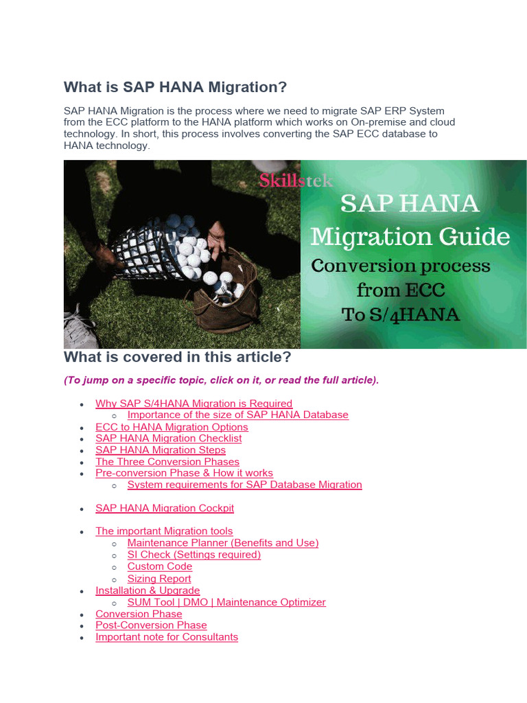 What Is SAP HANA Migration | Download Free PDF | Databases | Cloud Computing
