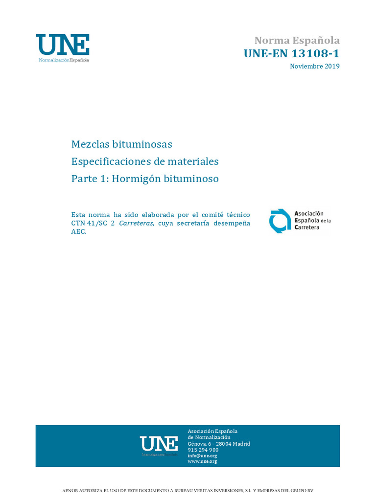 UNE-EN 13108-1-2019 hormigon asfaltico | PDF | Hormigón