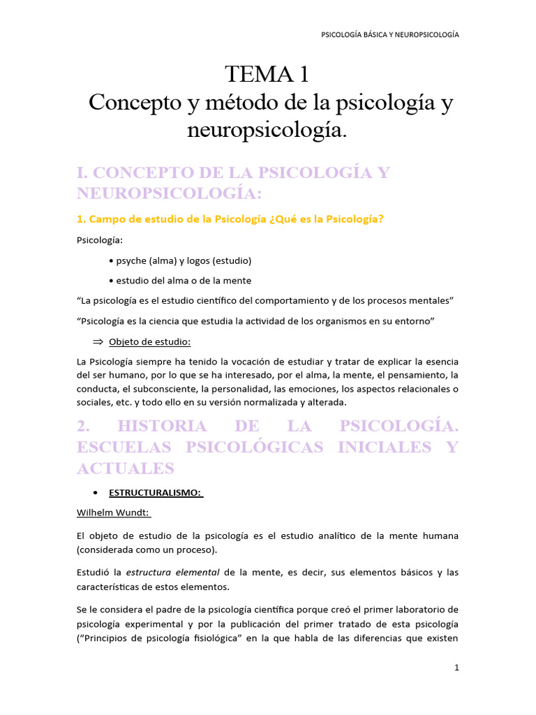 Tema 1 Psicología Básica | PDF | Sicología | Mente inconsciente