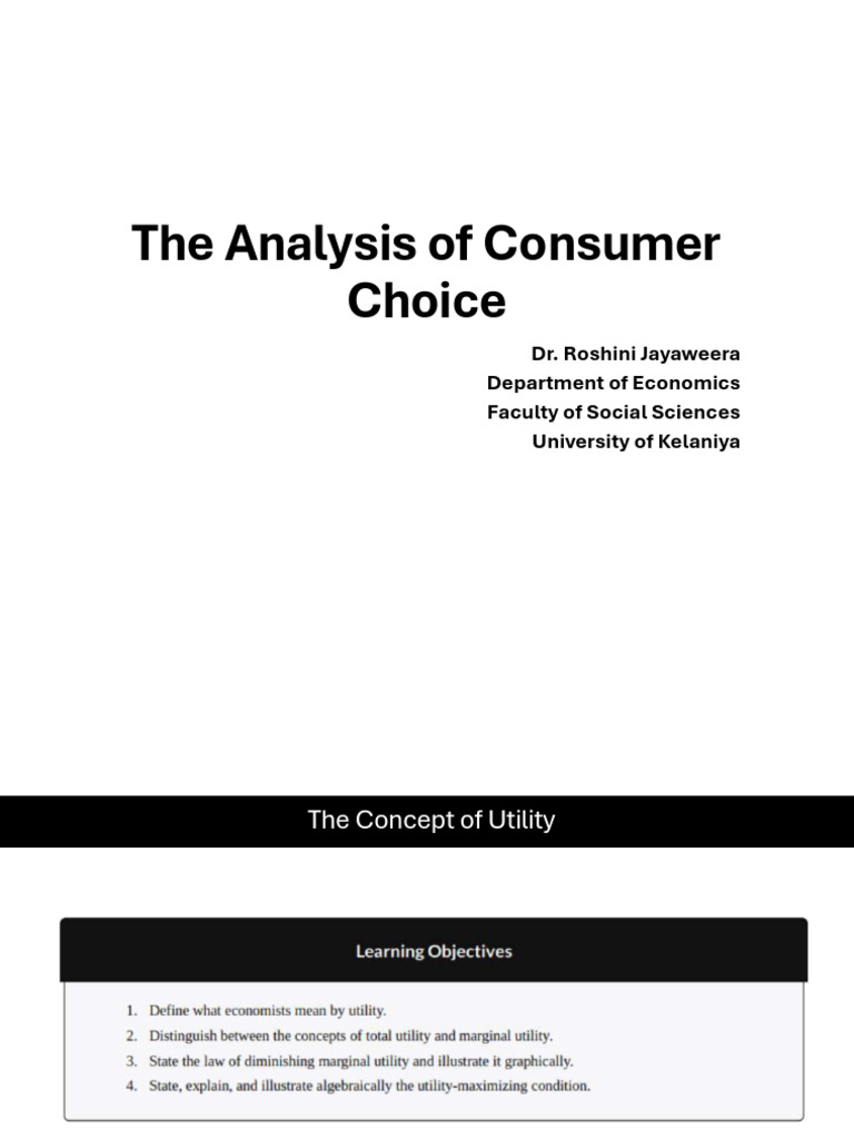 Analysis of Consumer Choice | PDF | Utility | Consumption (Economics)