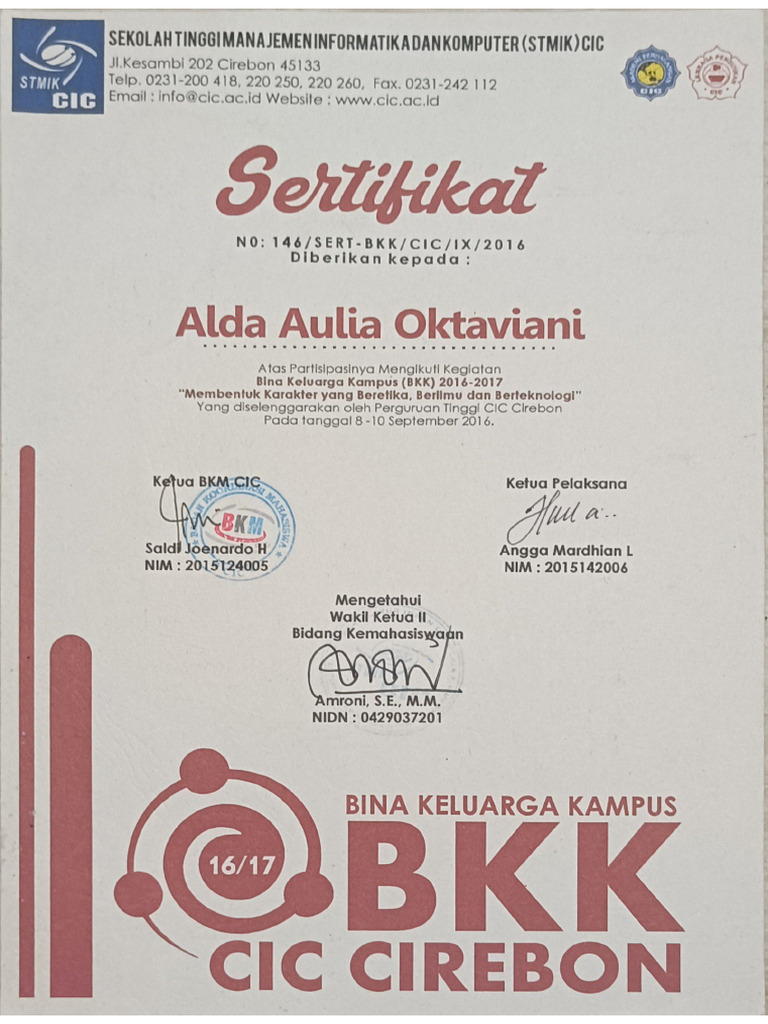 sertifikat bkk | PDF