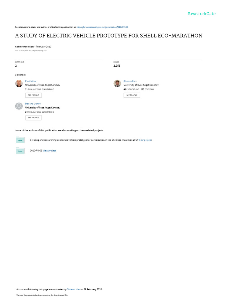 A Study of Electric Vehicle Prototype For Shell Ec | PDF | Brake ...